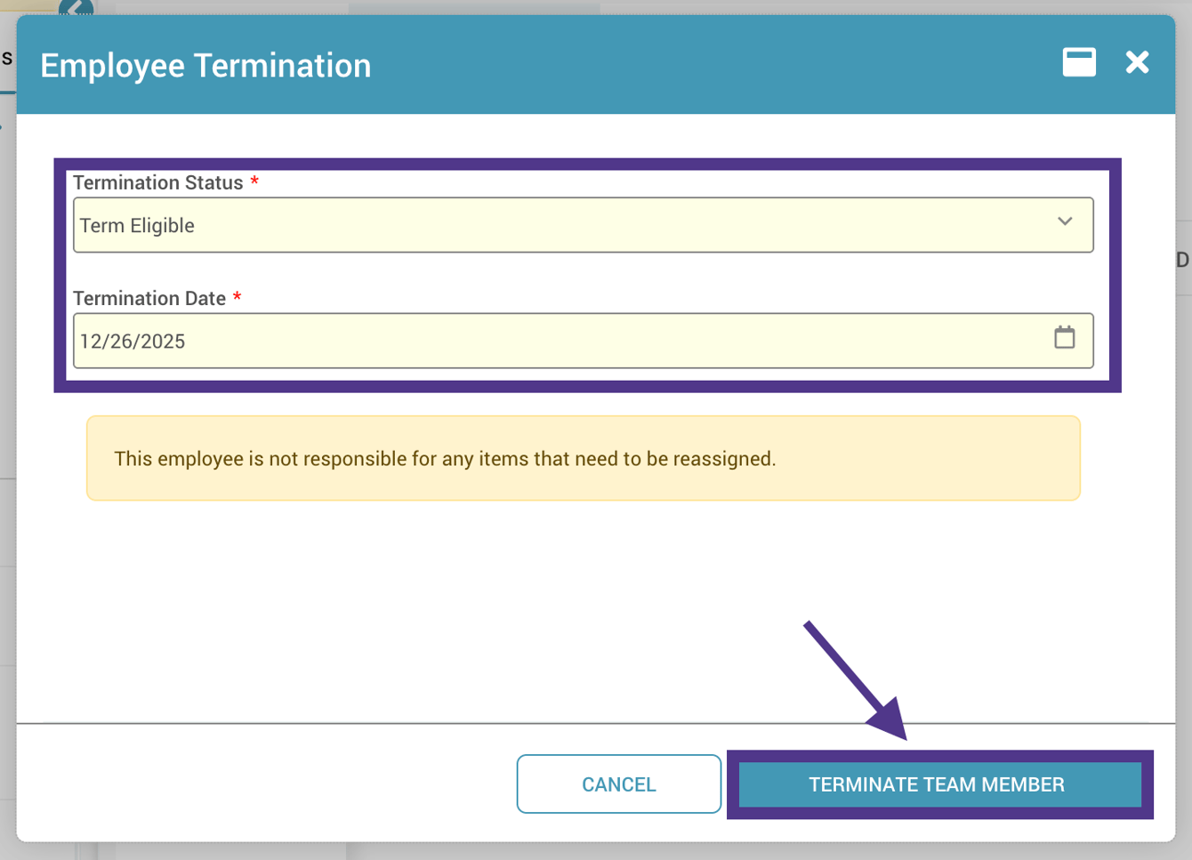 Terminate A Team Member