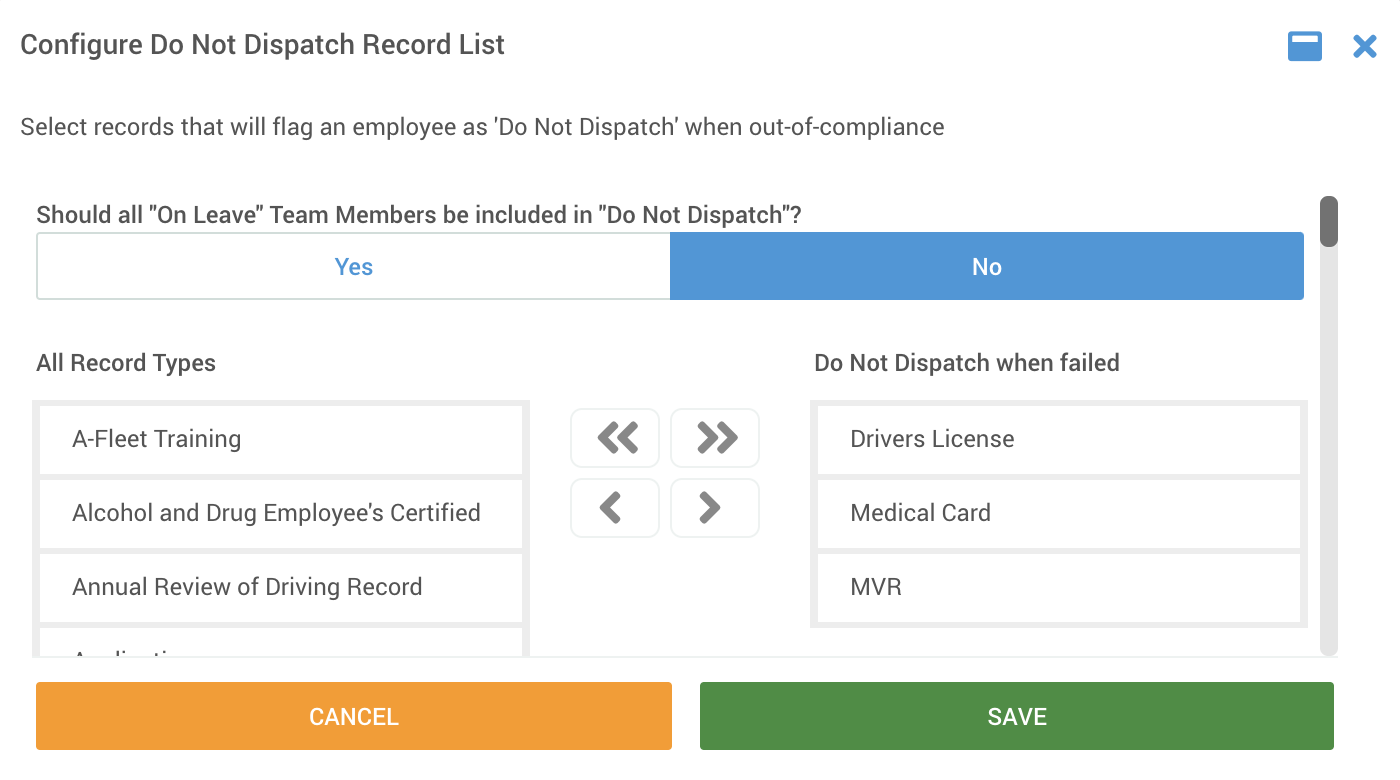 Configuring "Do NOT Dispatch" in DriverHub